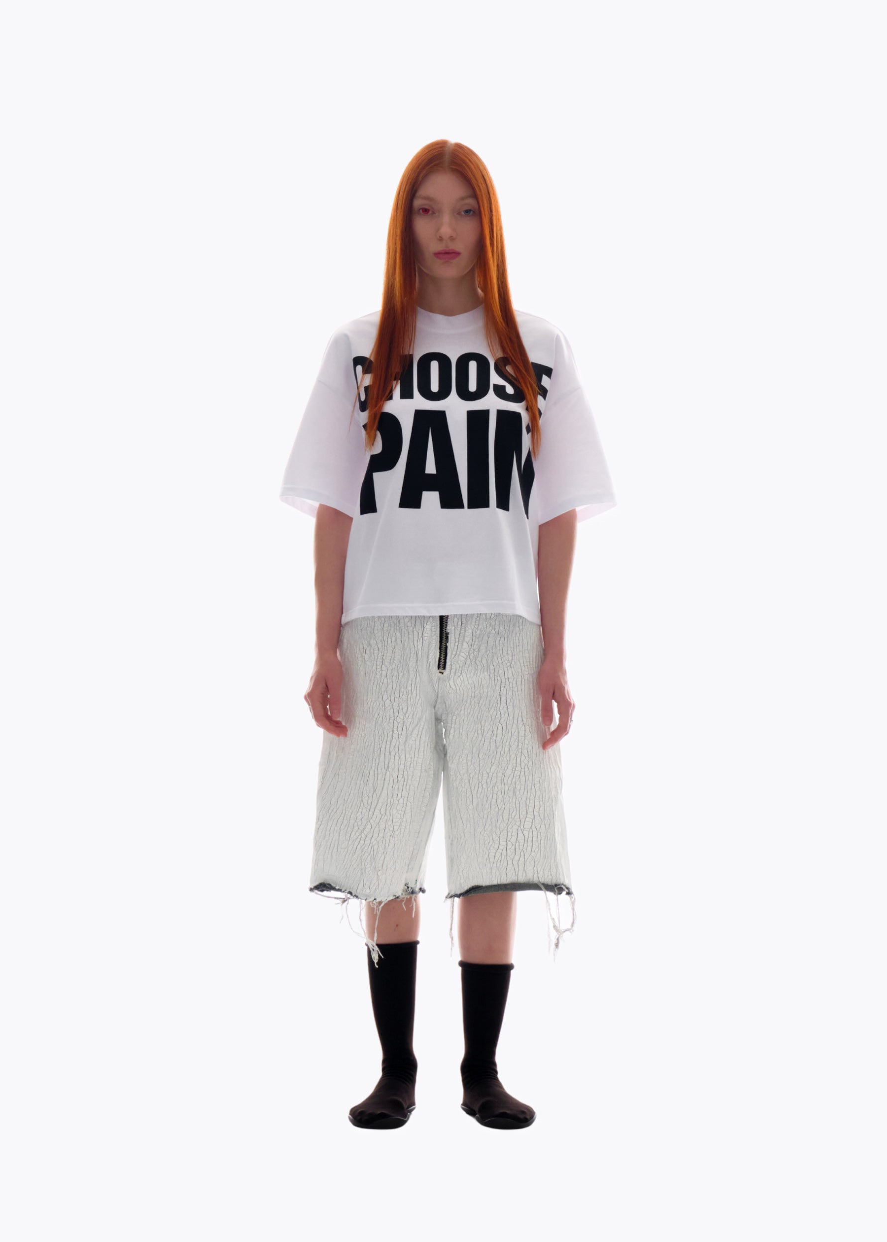 CHOOSE PAIN White Oversized Boxy T-shirt – LIFEISPAIN